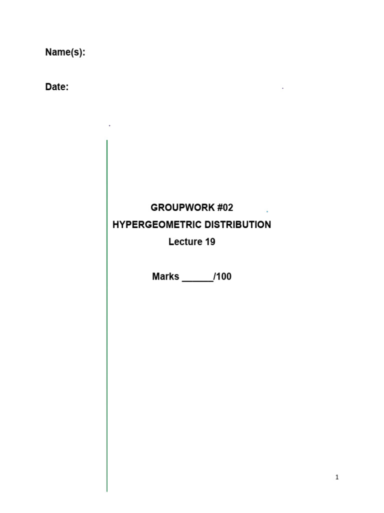 Groupwork02 - Hypergeometric Distributions | PDF | Probability ...