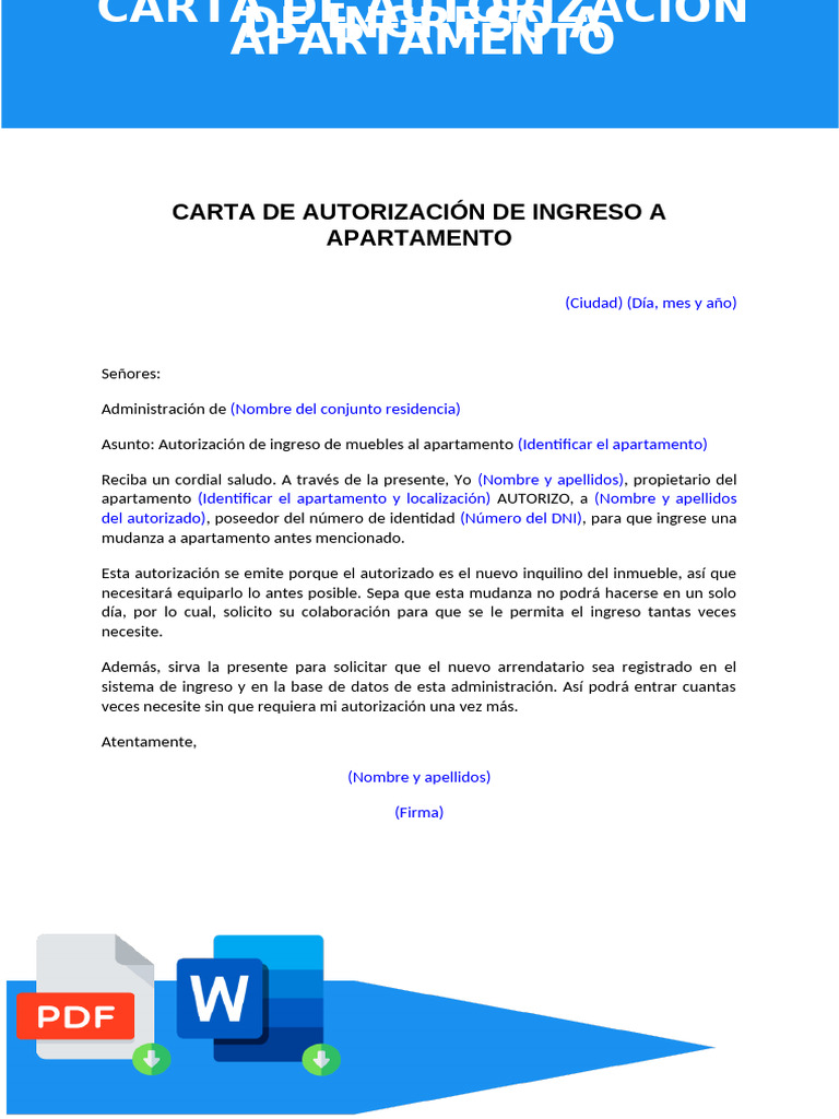 Carta-de-autorizacion-de-ingreso-a-apartamento | PDF