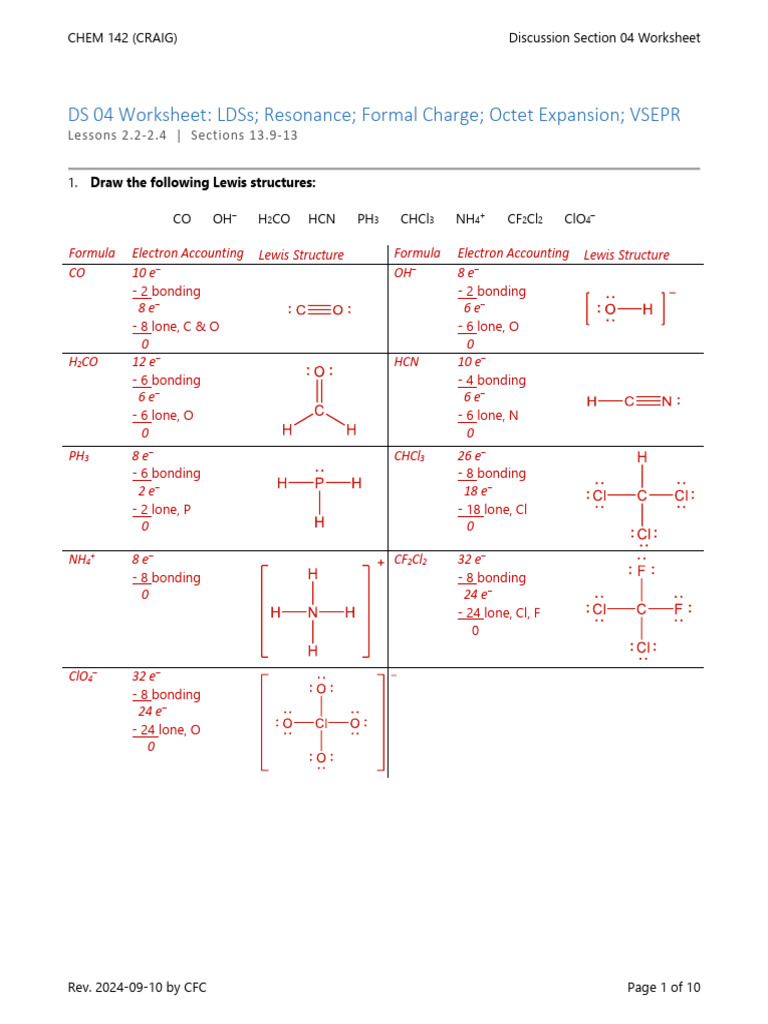 Au24 142 DS04 (KEY) LDSsResonanceFmlChgOctetExpVSEPR | PDF | Hydroxide ...