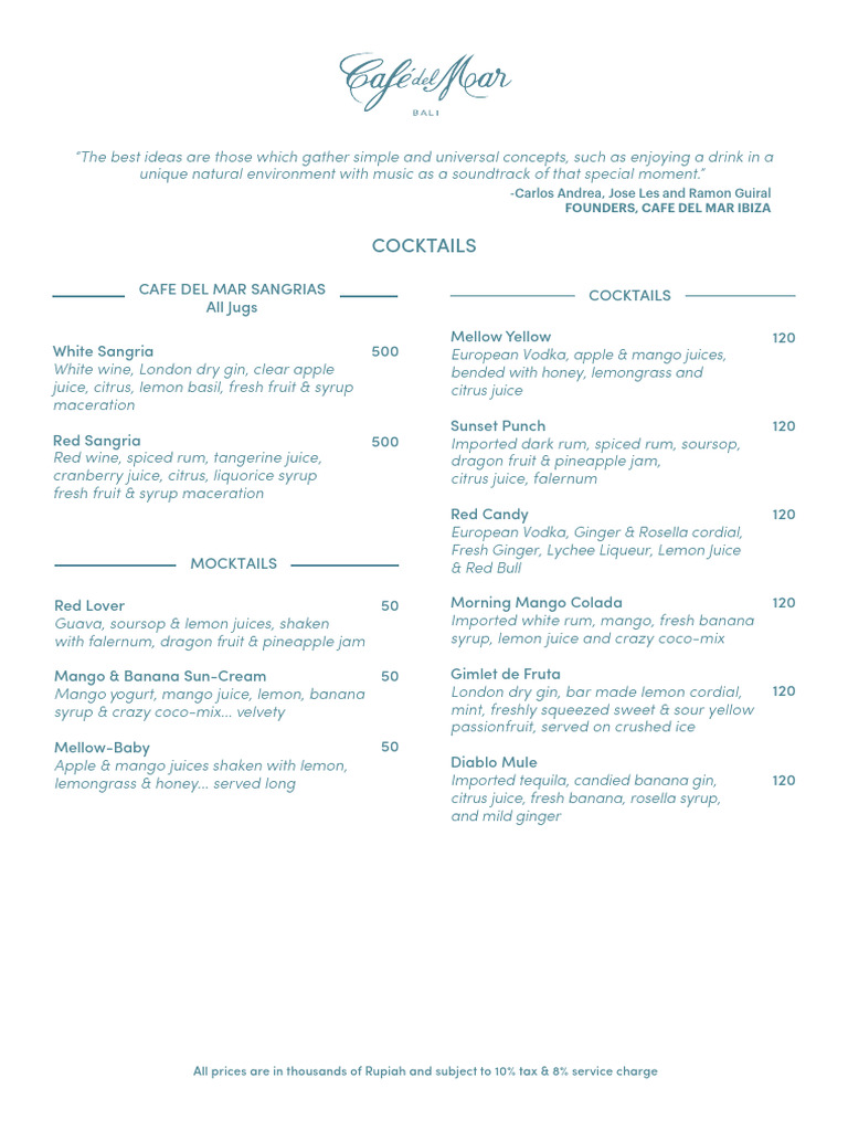 Beach-Club-Menu-Beverage 1 | PDF | Drink | Cocktails