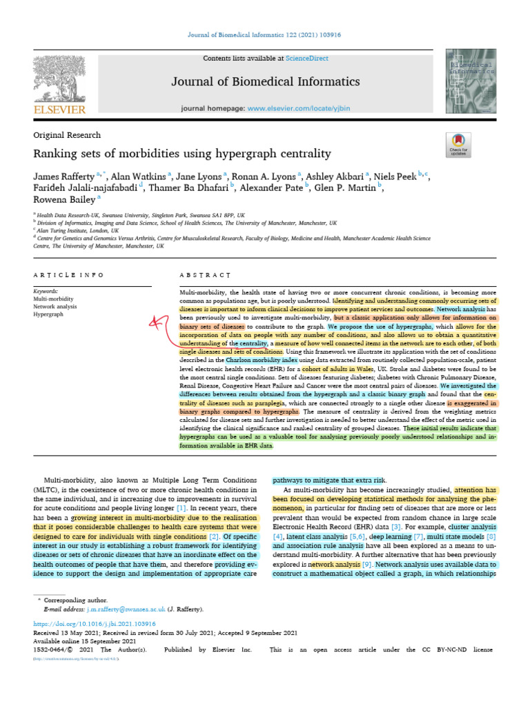 Ranking Sets of Morbidities Using Hypergraph Centrality | PDF | Matrix ...
