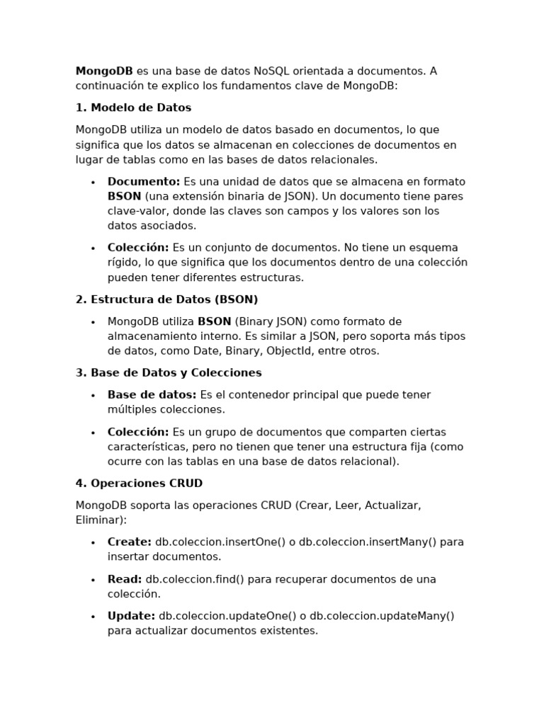 3. DOCUMENTO. Fundamentos de MongoDB | PDF | Mongo Db | Bases de datos