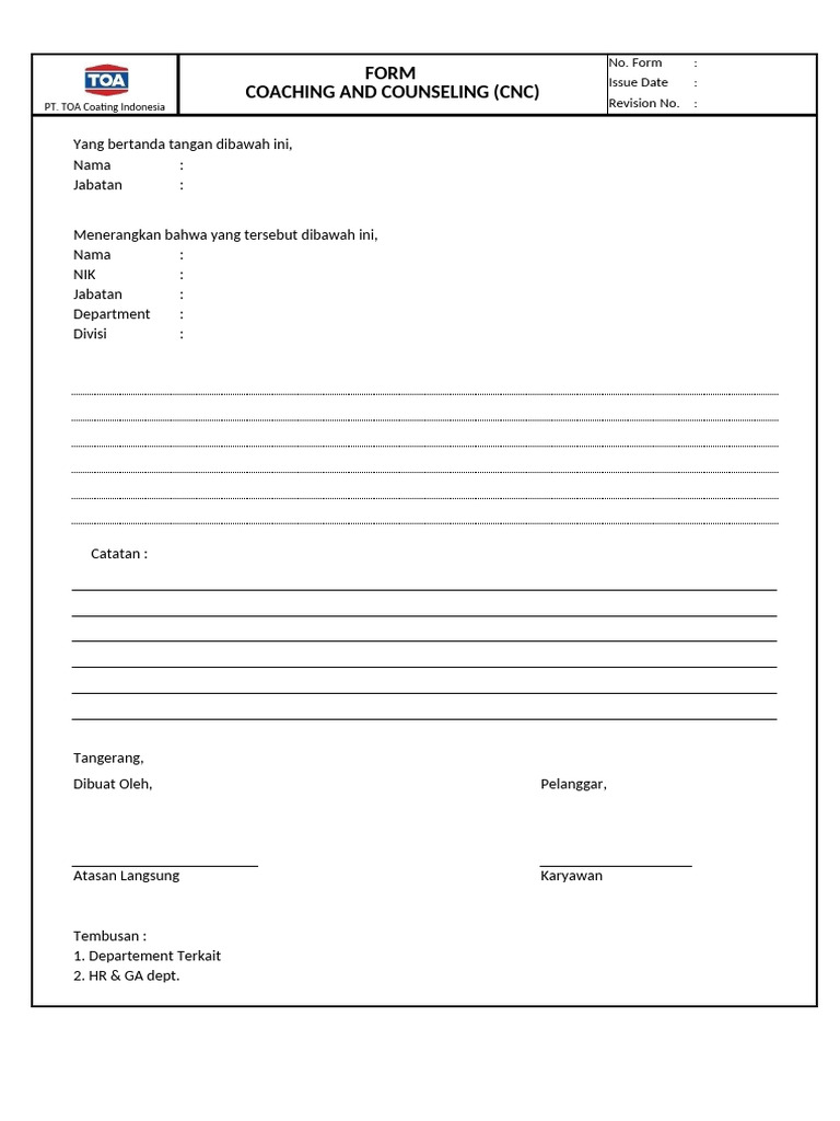 Form CNC Blank | PDF