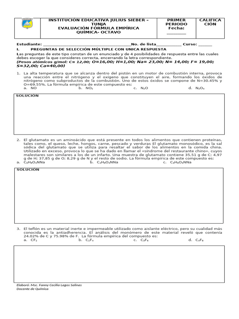 Eval Fórmula Empírica | PDF | Yeso | Química