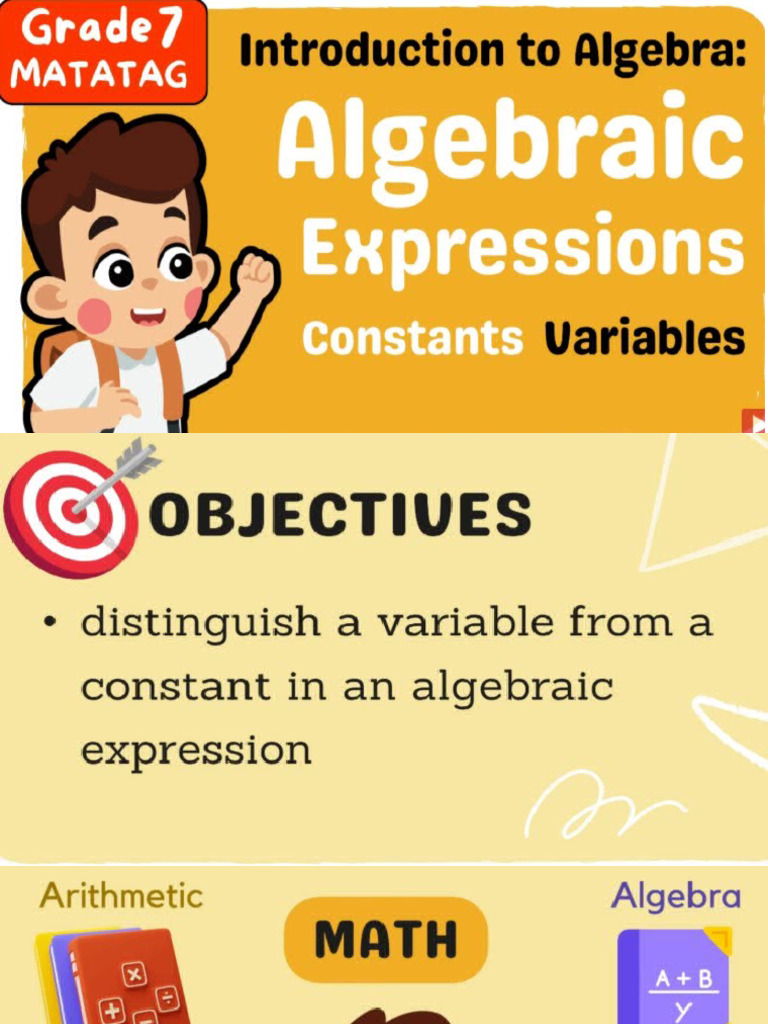 Algebraic Expression Grade 7 Math | PDF