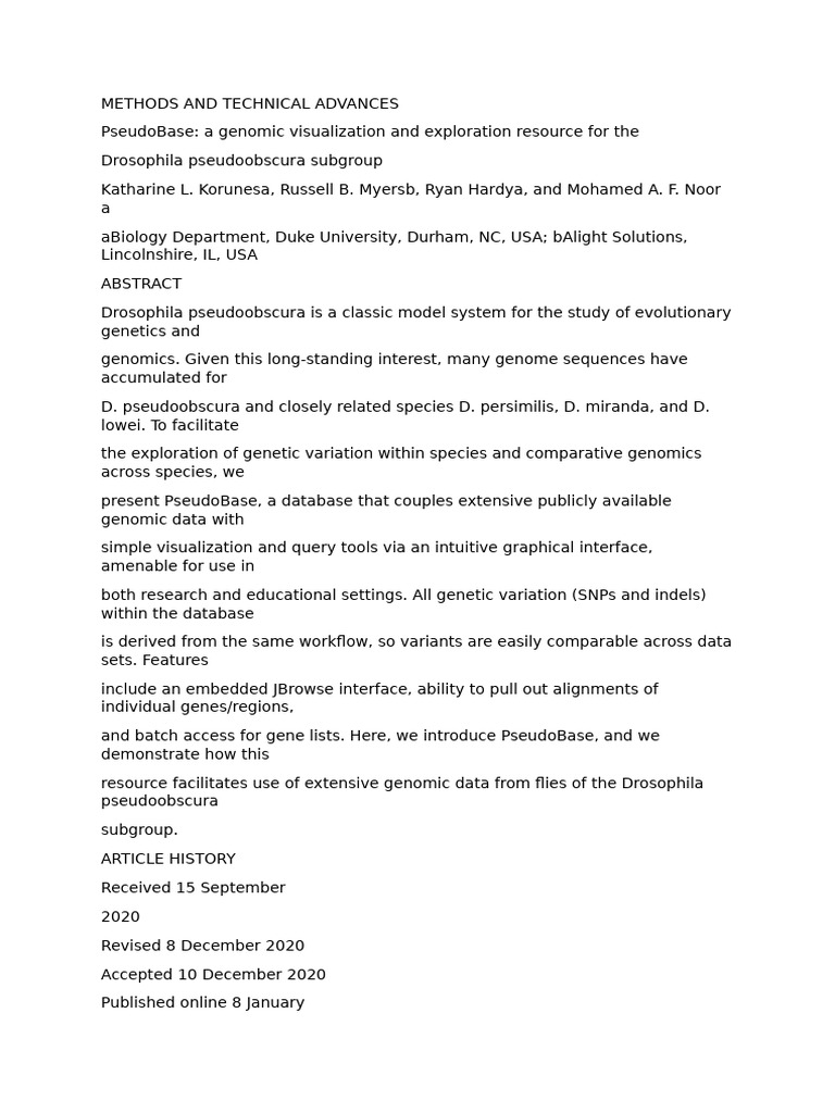 Methods and Technical Advances | PDF | Species | Genomics