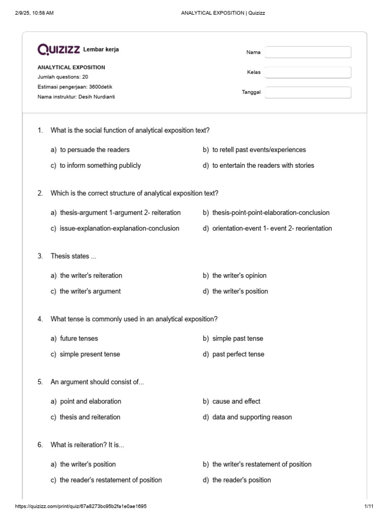 Analytical Exposition Worksheet Guide | PDF | Hand Washing | Virus
