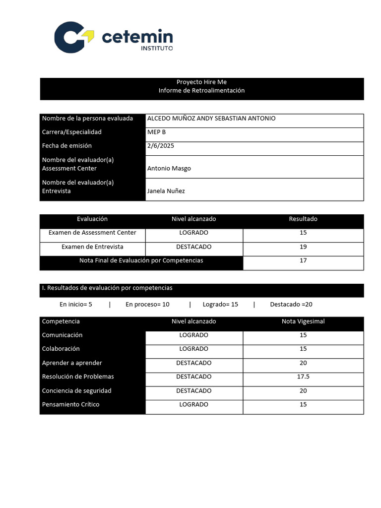 Proyecto Hire Me 2025 - ALCEDO MUÑOZ ANDY SEBASTIAN ANTONIO | PDF | Comunicación | Conceptos ...