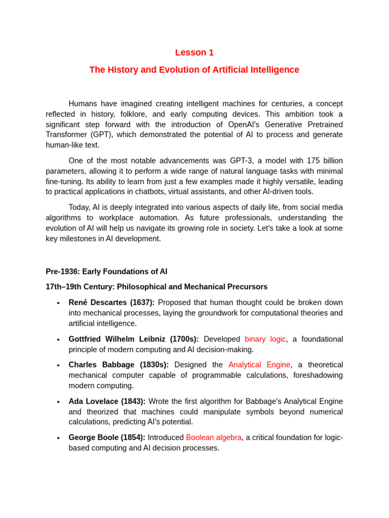 Lesson-1-History-of-AI | PDF | Artificial Intelligence | Intelligence ...