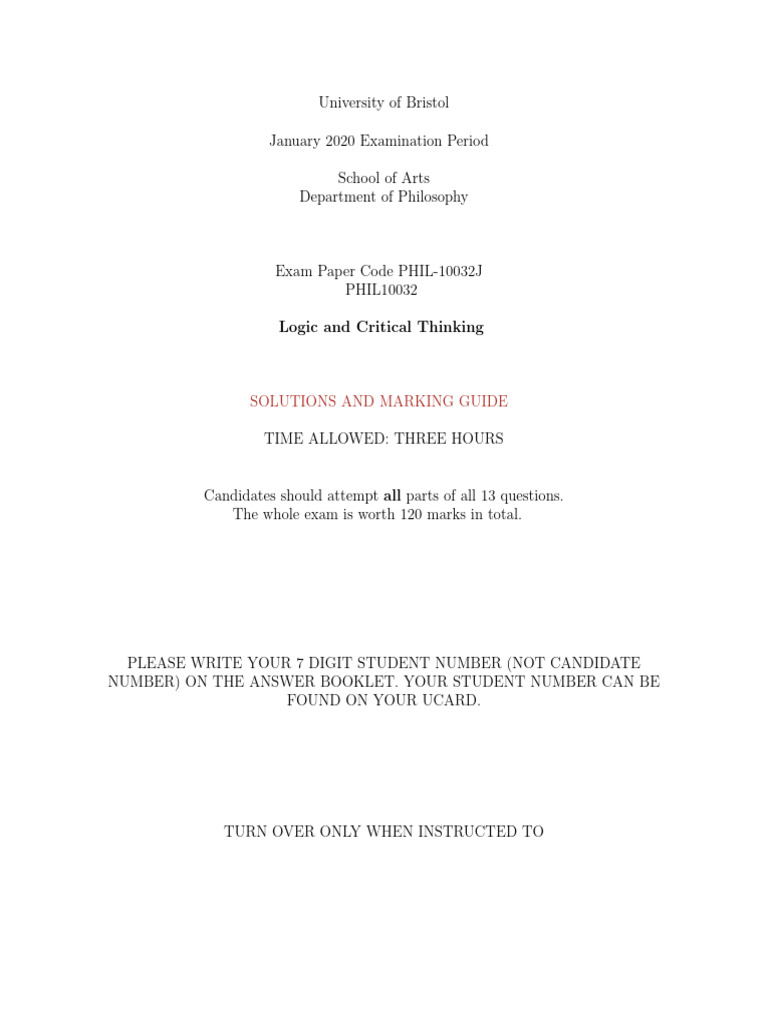 Practice Paper 3 - Solutions | PDF | Argument | Logic