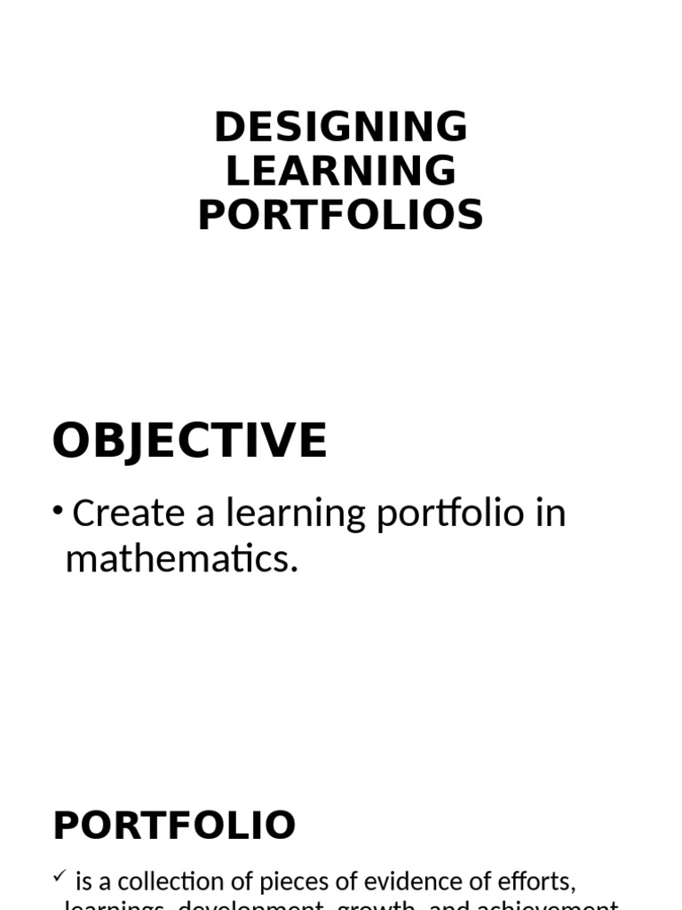 Designing Learning Portfolios | PDF