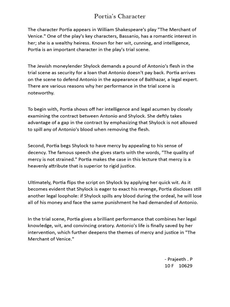 Portia's Character | PDF