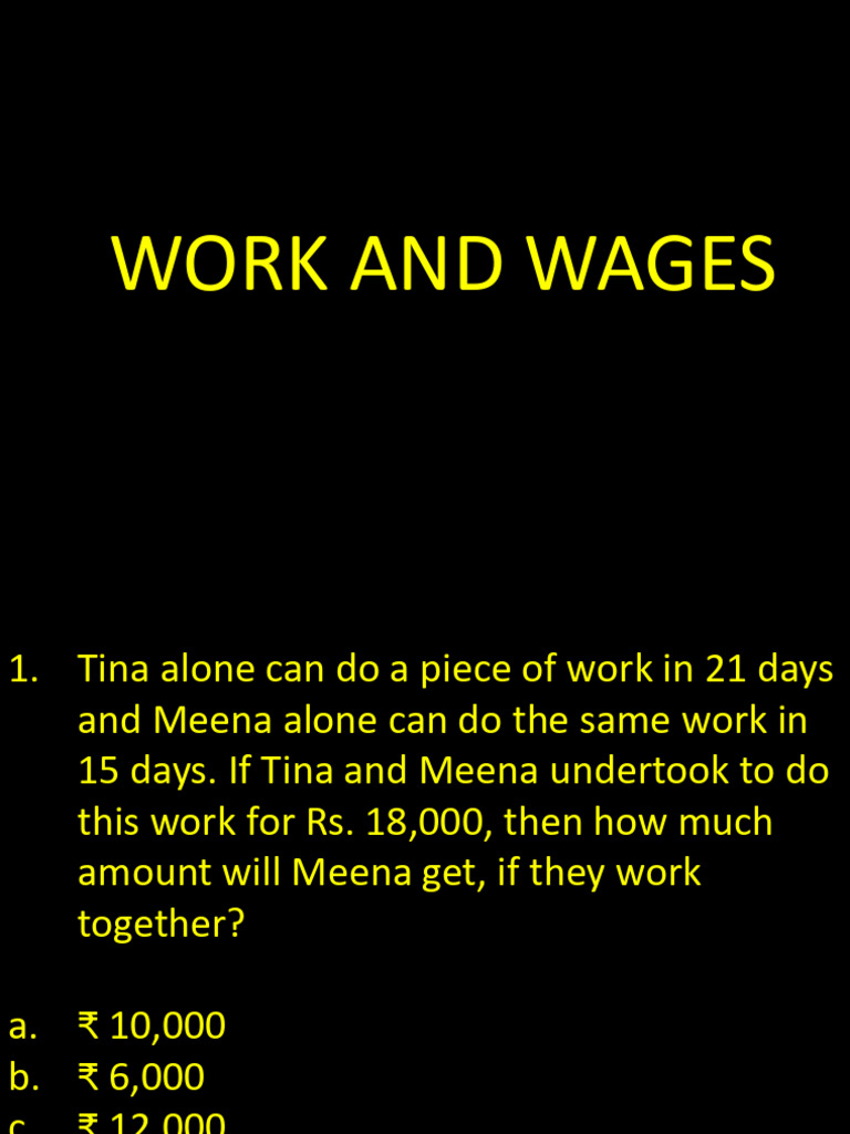 Work and Wage Distribution Problems | PDF