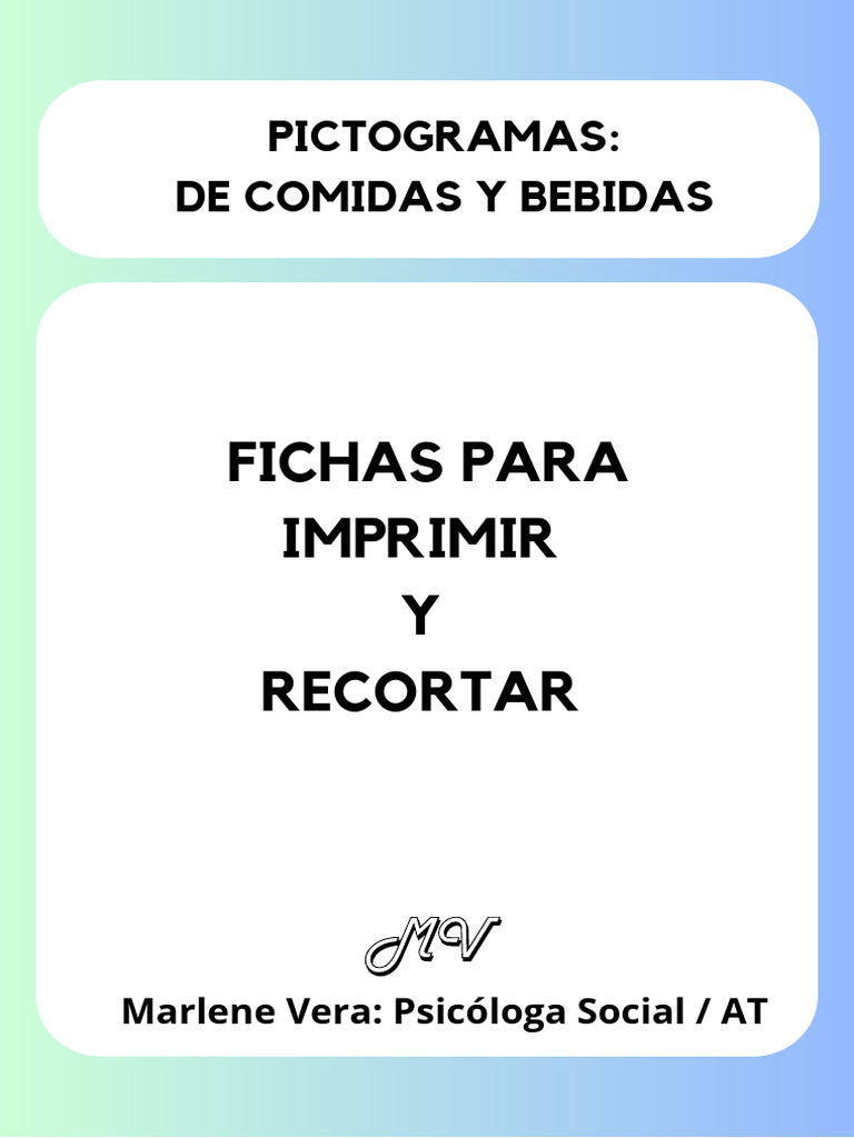 Fichas Pictogramas Comidas y Bebidas | PDF