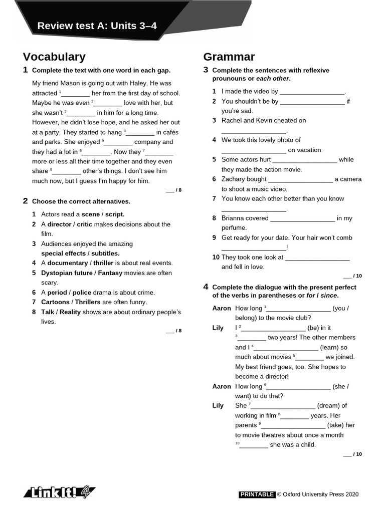 LI L4 Review Test Units 3-4 A | PDF