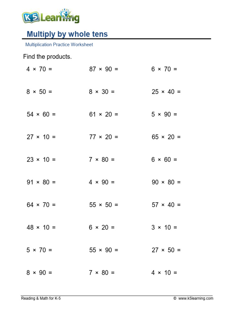 Multiply by Whole Tens C | PDF