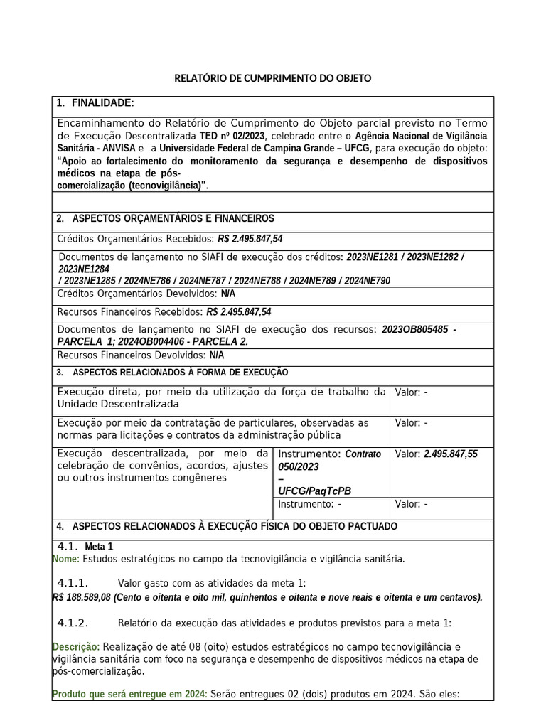 Relatorio de Cumprimento de Objeto V3 | PDF