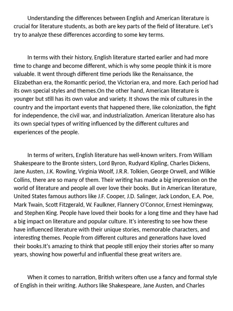 English and american lit | PDF | American Literature | English Literature