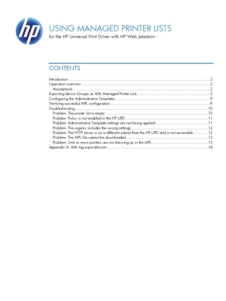 HP UPD Managed Printer List WJA | PDF | Web Server | Internet & Web