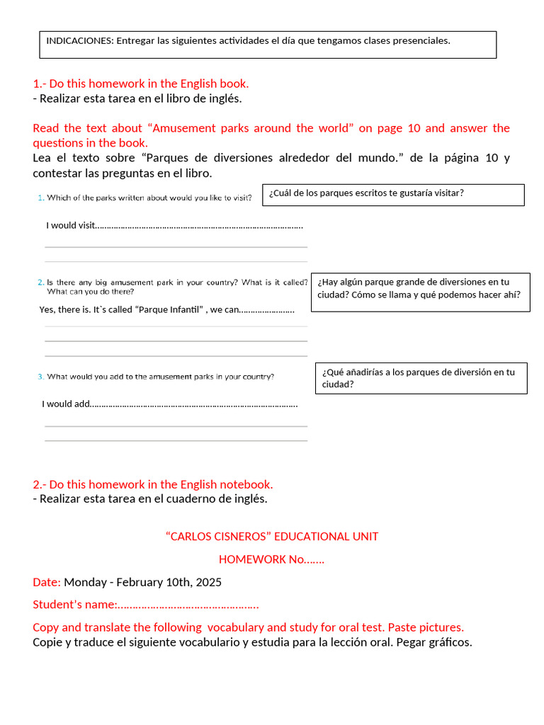 English Homework - 10th g | PDF