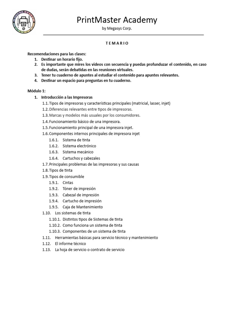 Temario Modulo 1 | PDF