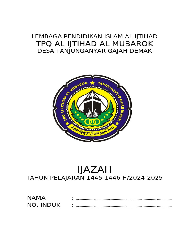Ijazah TPQ Al Ijtihad 2024-2025 | PDF
