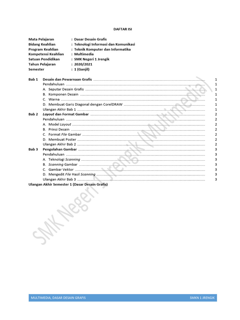 Daftar Isi Dasar Desain Grafis | PDF