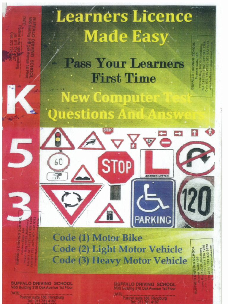 K53 Manual Learners Book | PDF