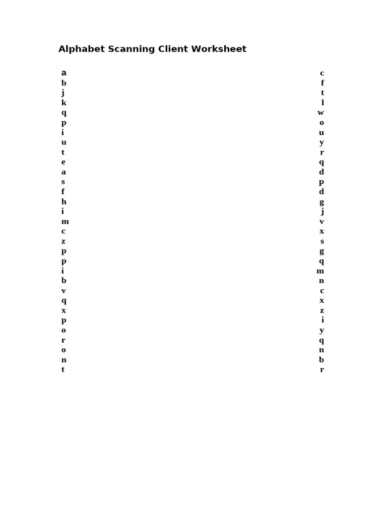 Alphabet Scanning Client Worksheet | PDF