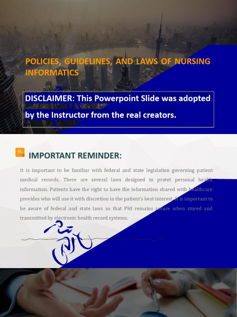 Policies Guidelines and Laws in Nursing Informatics | PDF | Joint ...