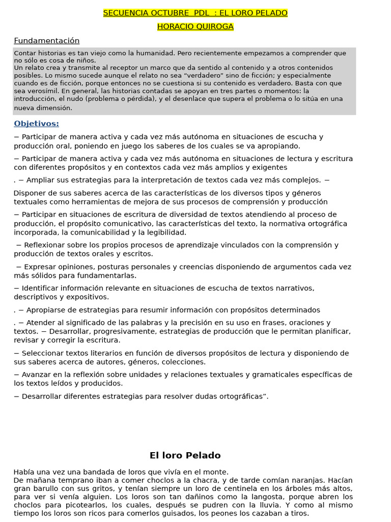 Sec. PDL El Loro Pelado | PDF | Adjetivo