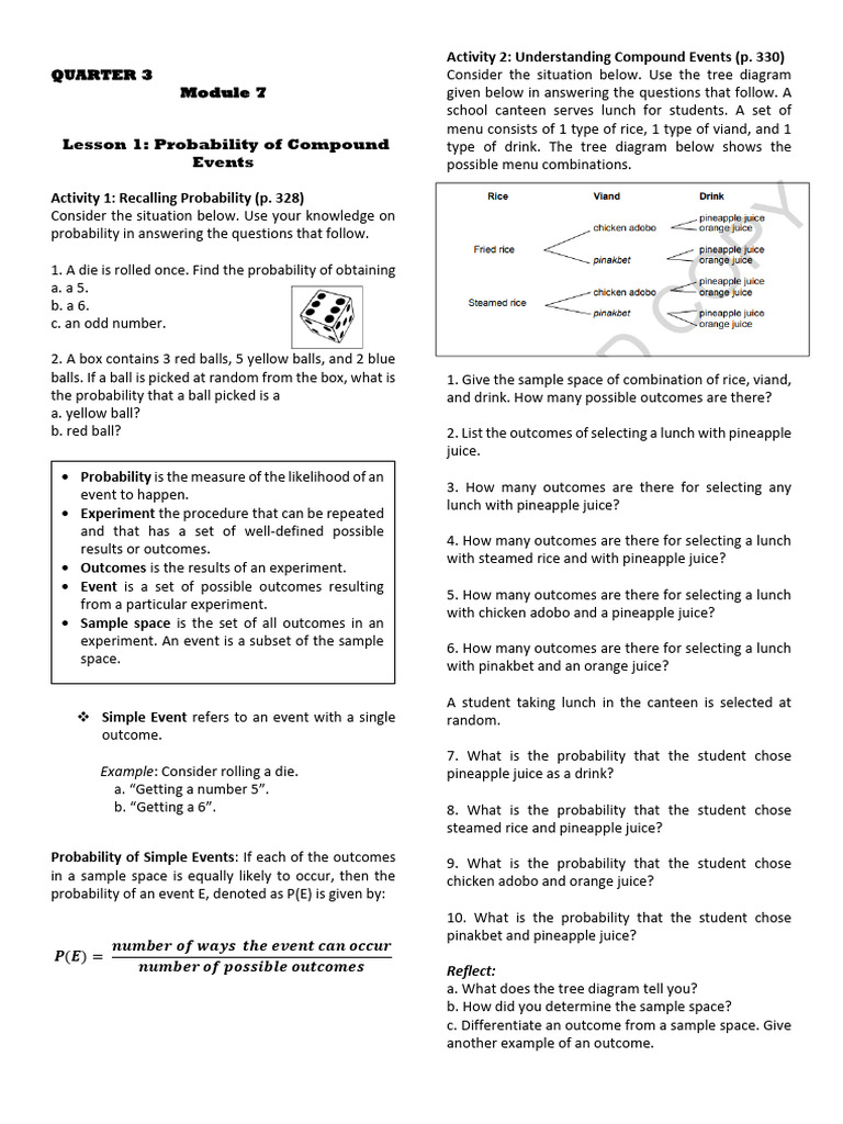 Probability of Compound Events | PDF | Probability | Caramel