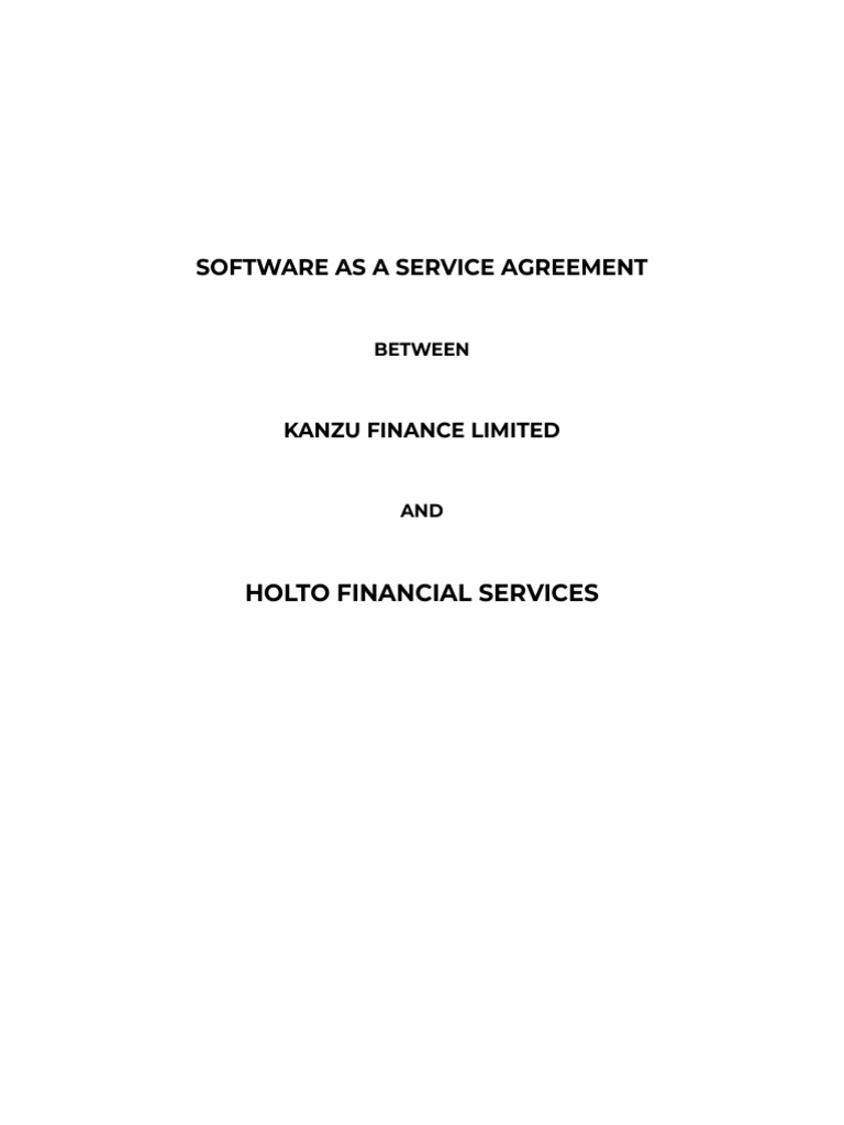 Holto Financial Services Software As A Service Agreement | PDF ...