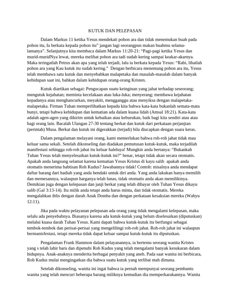 Kutuk Dan Pelepasan (Materi DTS) | PDF