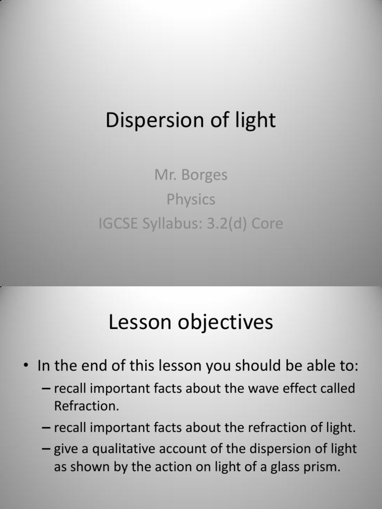 Dispersion of Light | PDF