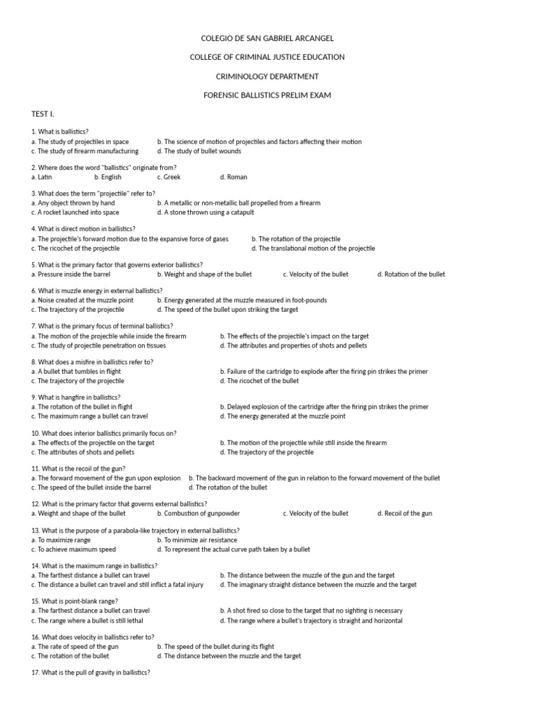 Forensic Ballistics Exam Overview | PDF | Bullet | Gun Barrel