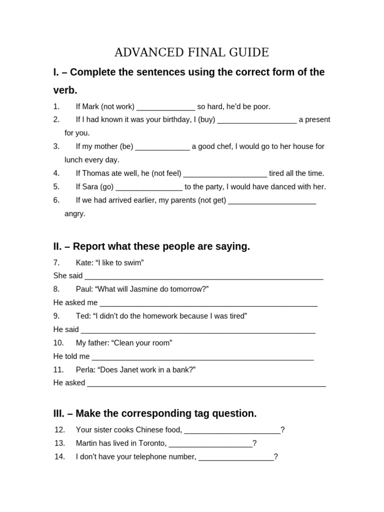 Advanced Final Guide | PDF