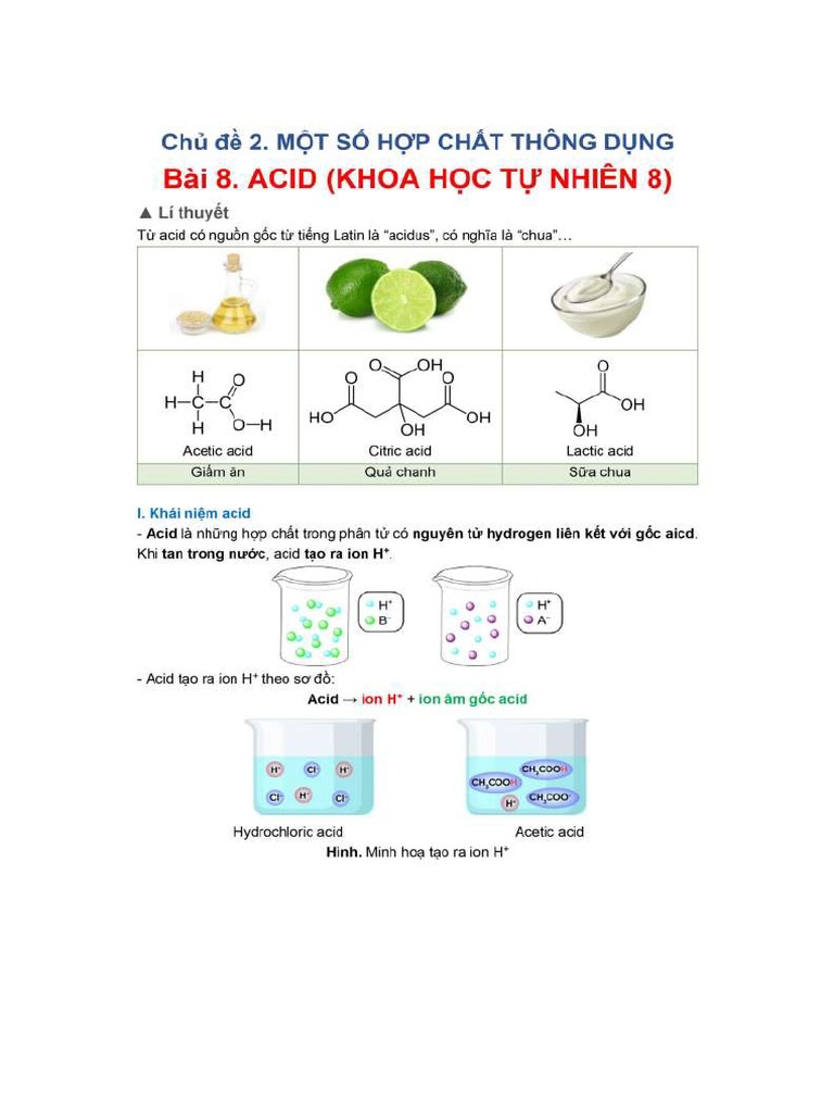 Bai Tap KHTN 8- Chủ Đề 2 Acid | PDF