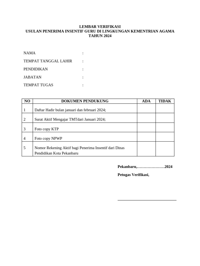 Lembar Verifikasi | PDF