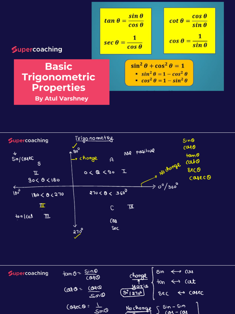 Basic Trigonometric Properties - Class Notes | PDF