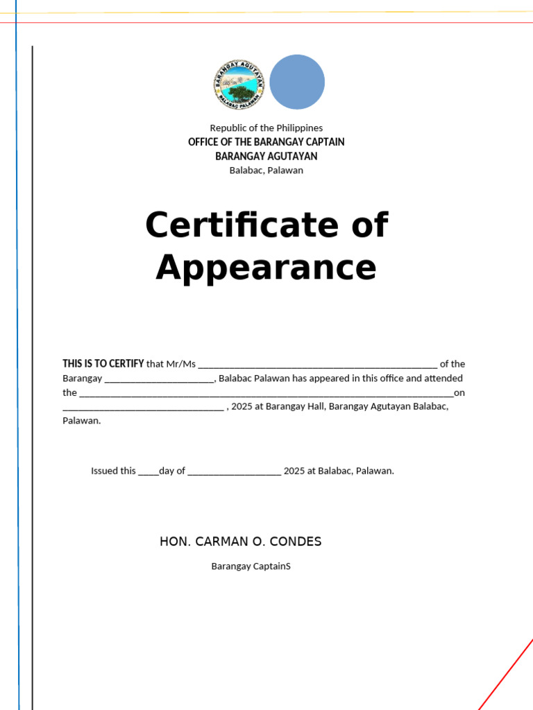 Cert of appearance | PDF