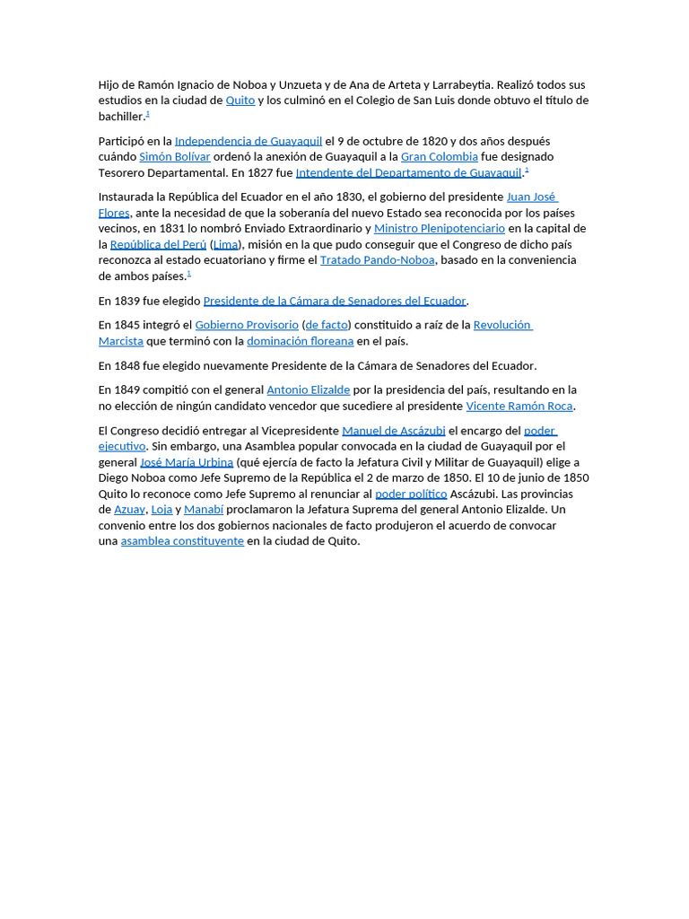 Diego Noboa: Líder y Diplomático Ecuatoriano | PDF