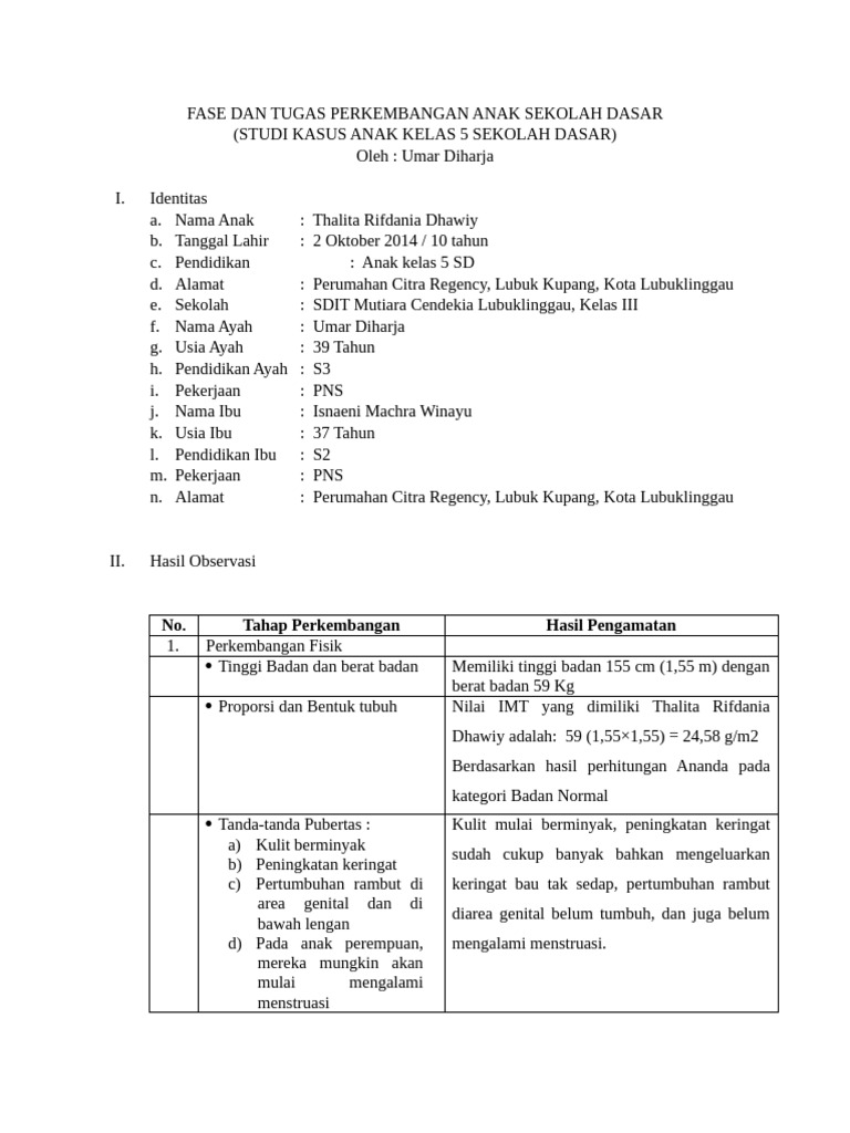 FASE DAN TUGAS PERKEMBANGAN ANAK SEKOLAH DASAR | PDF