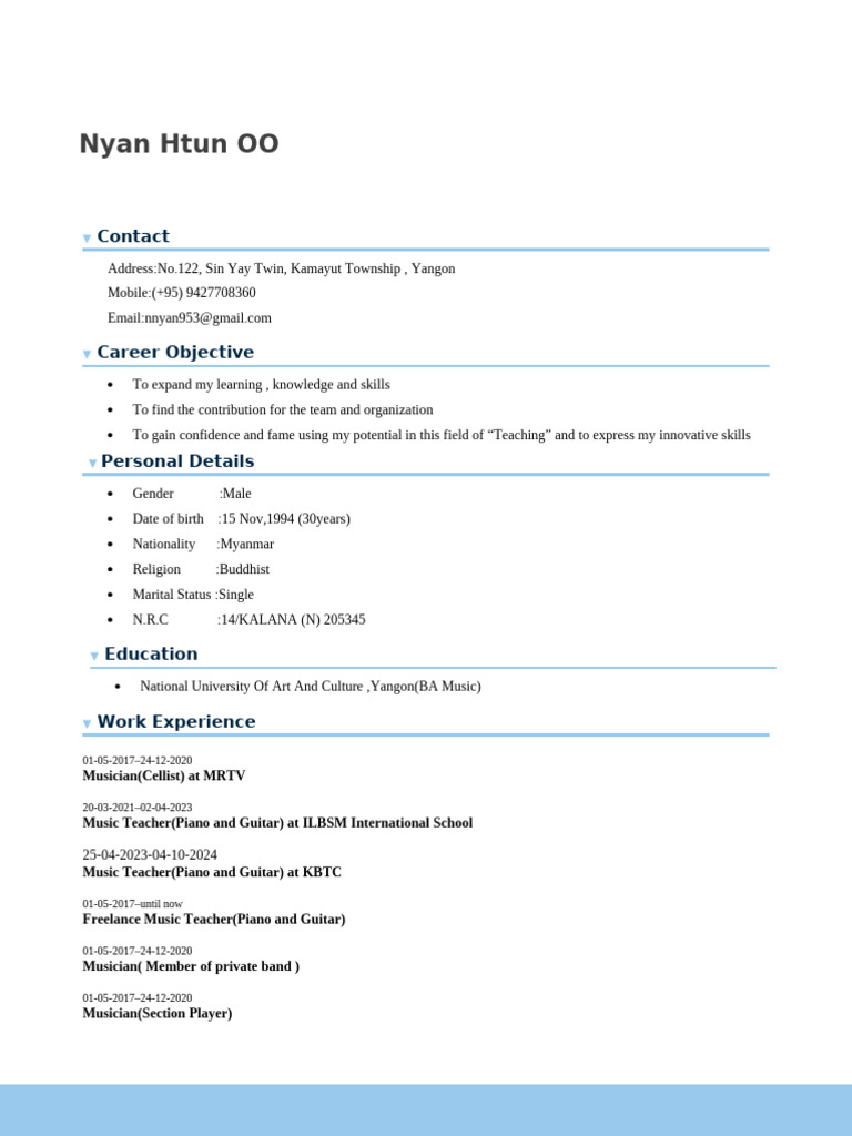 Nyan Htun OO: Contact | PDF