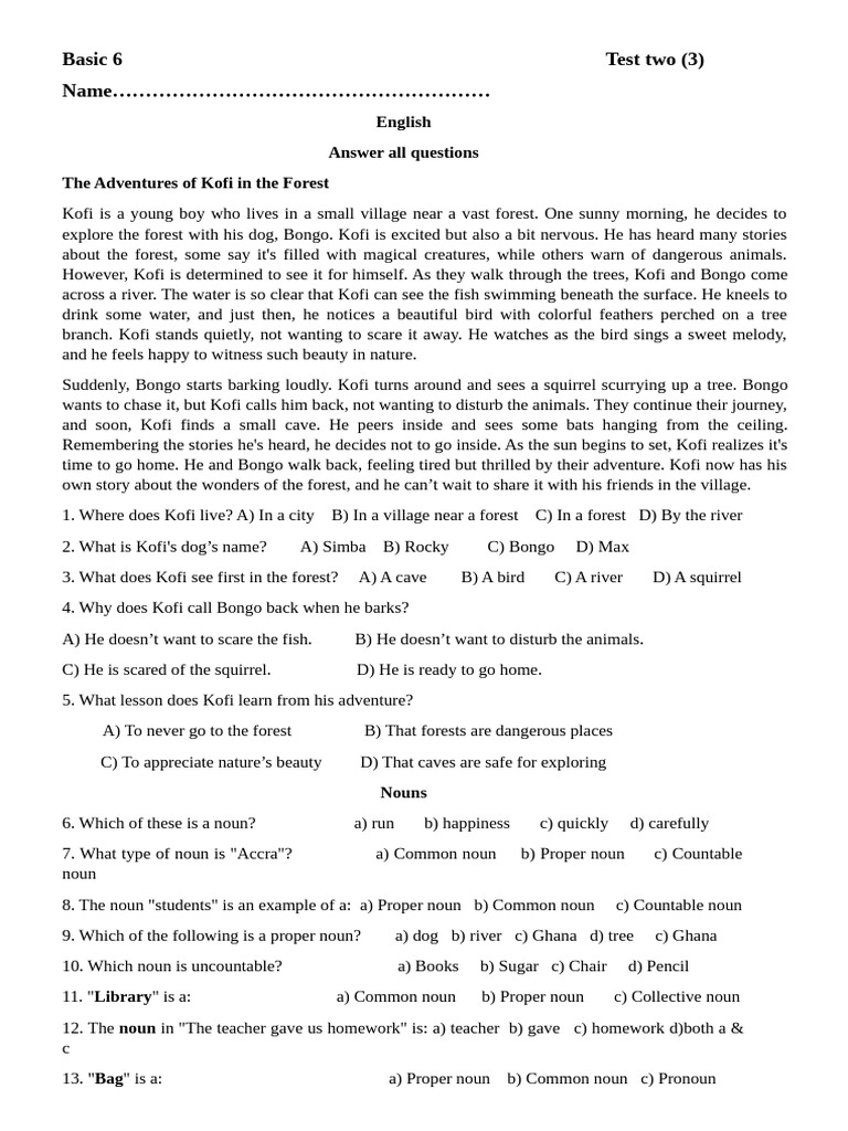 Basic 6 Test two | PDF | Adverb | Pronoun Basic 6 Test two | PDF | Adverb | Pronoun