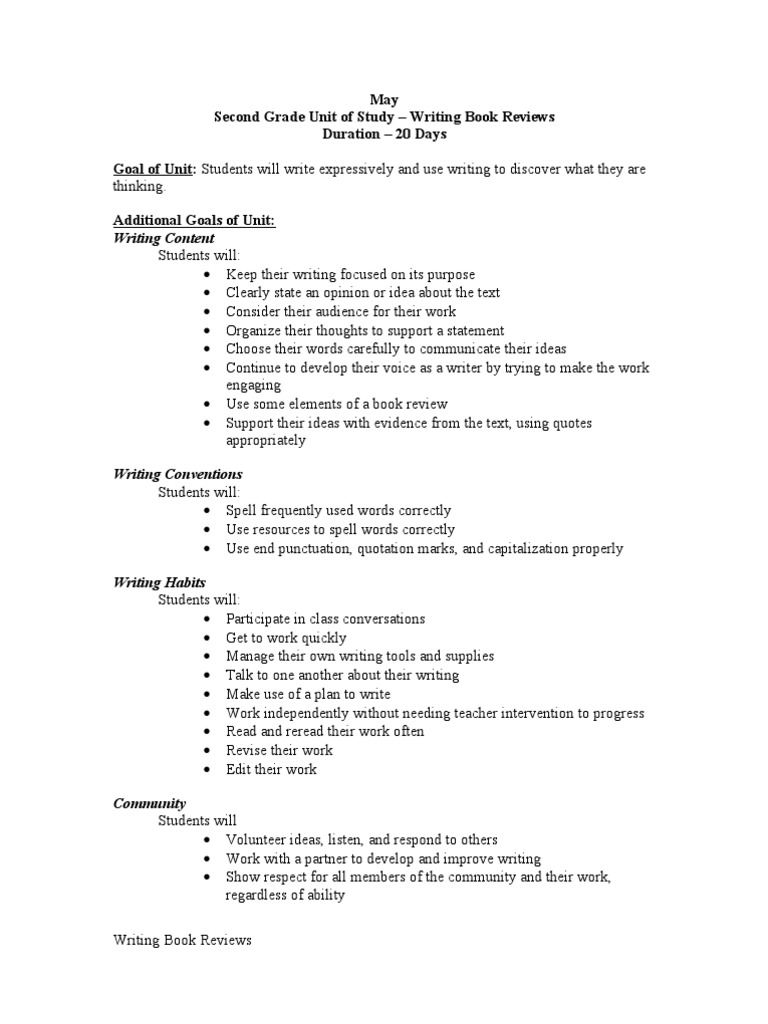 Second Grade Book Review Writing | PDF | Reading Comprehension ...