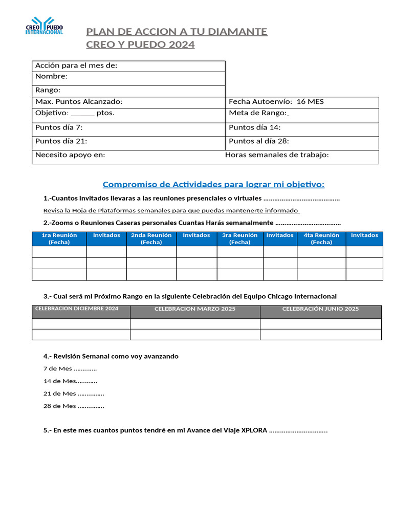 PLAN DE ACCION EDITABLE VERSION 2024 | PDF