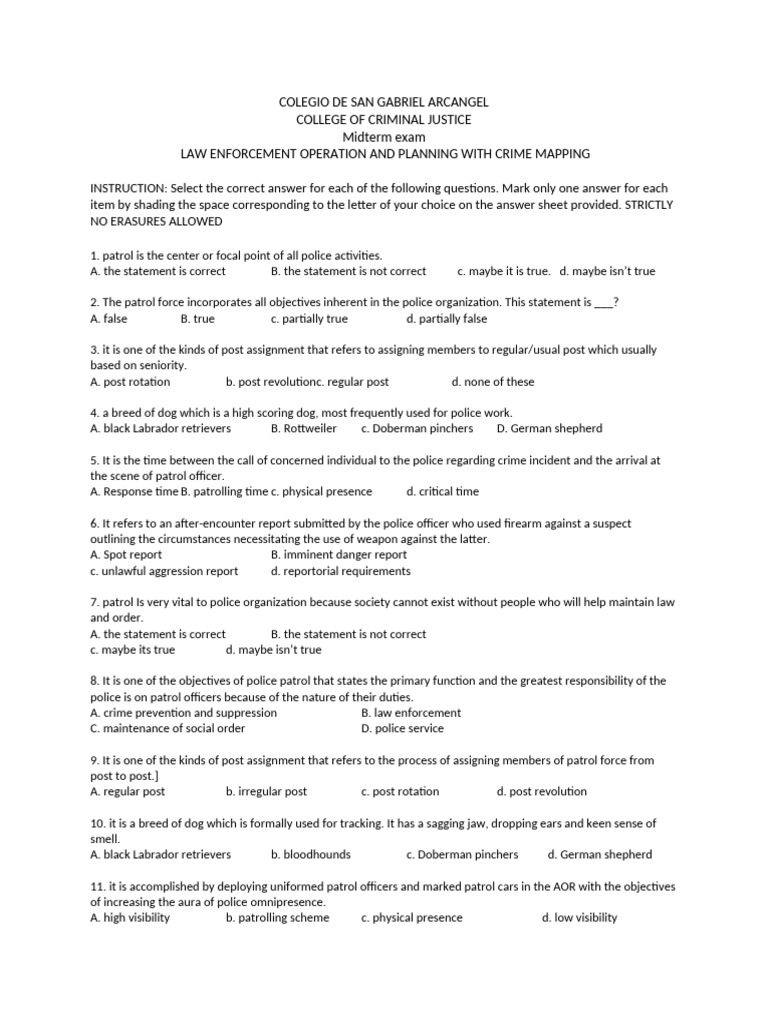 LEA 4 MIDTERM EXAM | PDF | Police | Community Policing