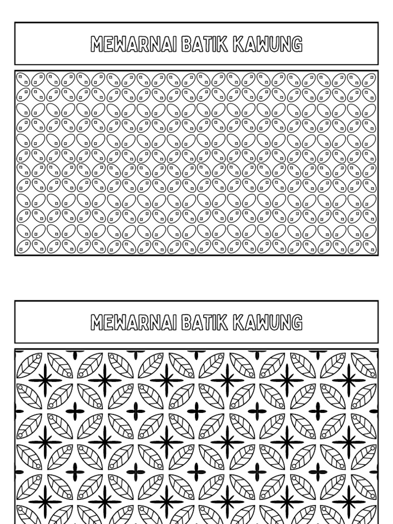 Mewarnai Batik Kawung Lembar Kerja Hitam Putih Ilustratif | PDF