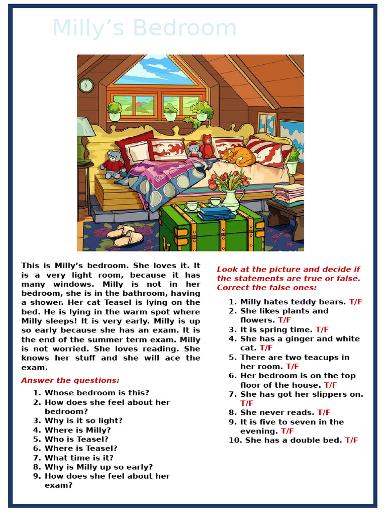Milly's Bright Bedroom and Exam Prep | PDF